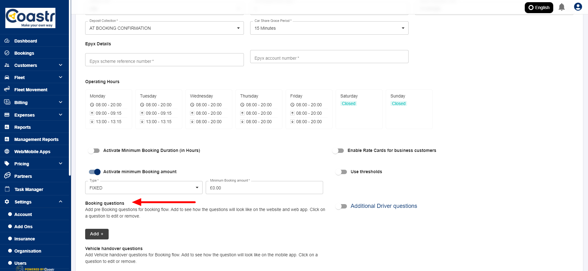 How to configure the Booking Questions?