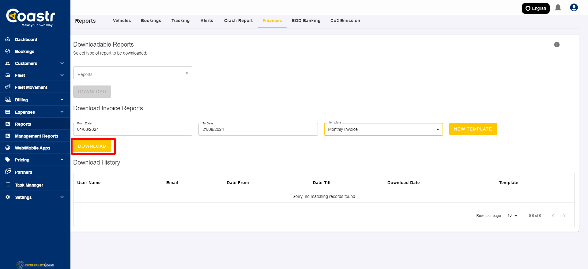 How to create a custom CSV template for invoices?