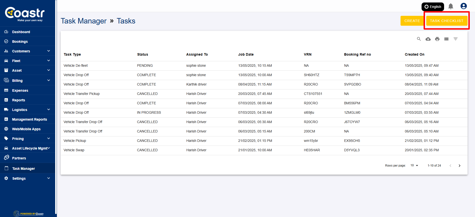 How to create a custom task checklist?