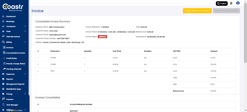 How to generate 'Consolidated Invoice'?
