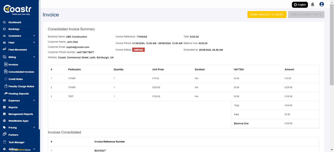 How to generate 'Consolidated Invoice'?