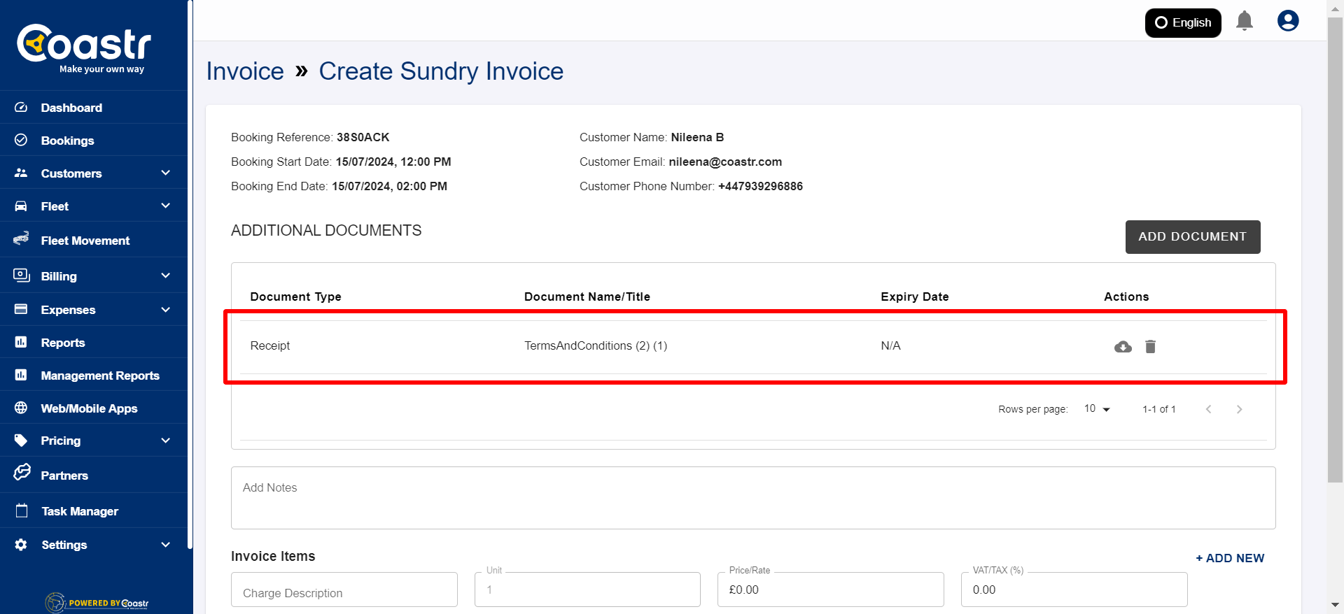 How to attach documents in the Sundry Invoice?