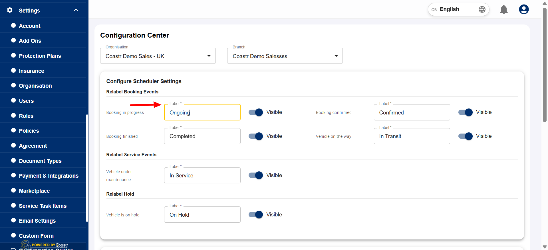 How to use the Configuration Centre in Settings to configure settings ...