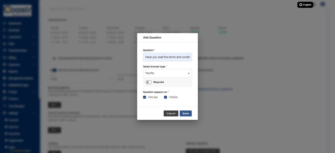 How to configure the Booking Questions?