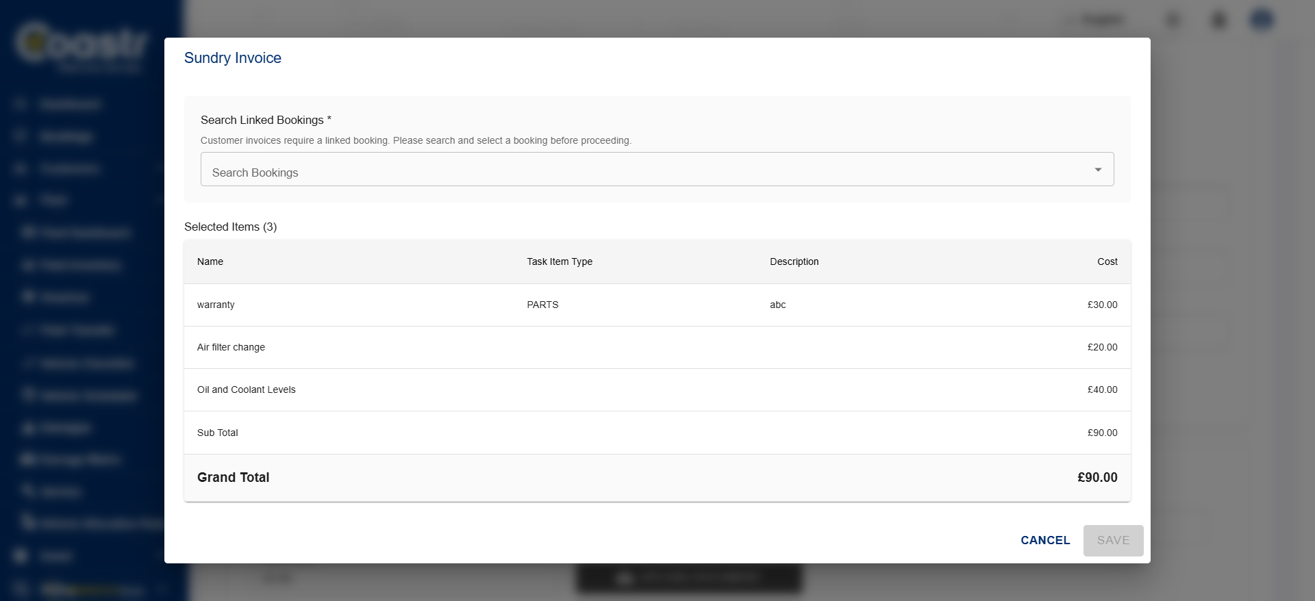 How to create a sundry invoice for Service and link it to customers?
