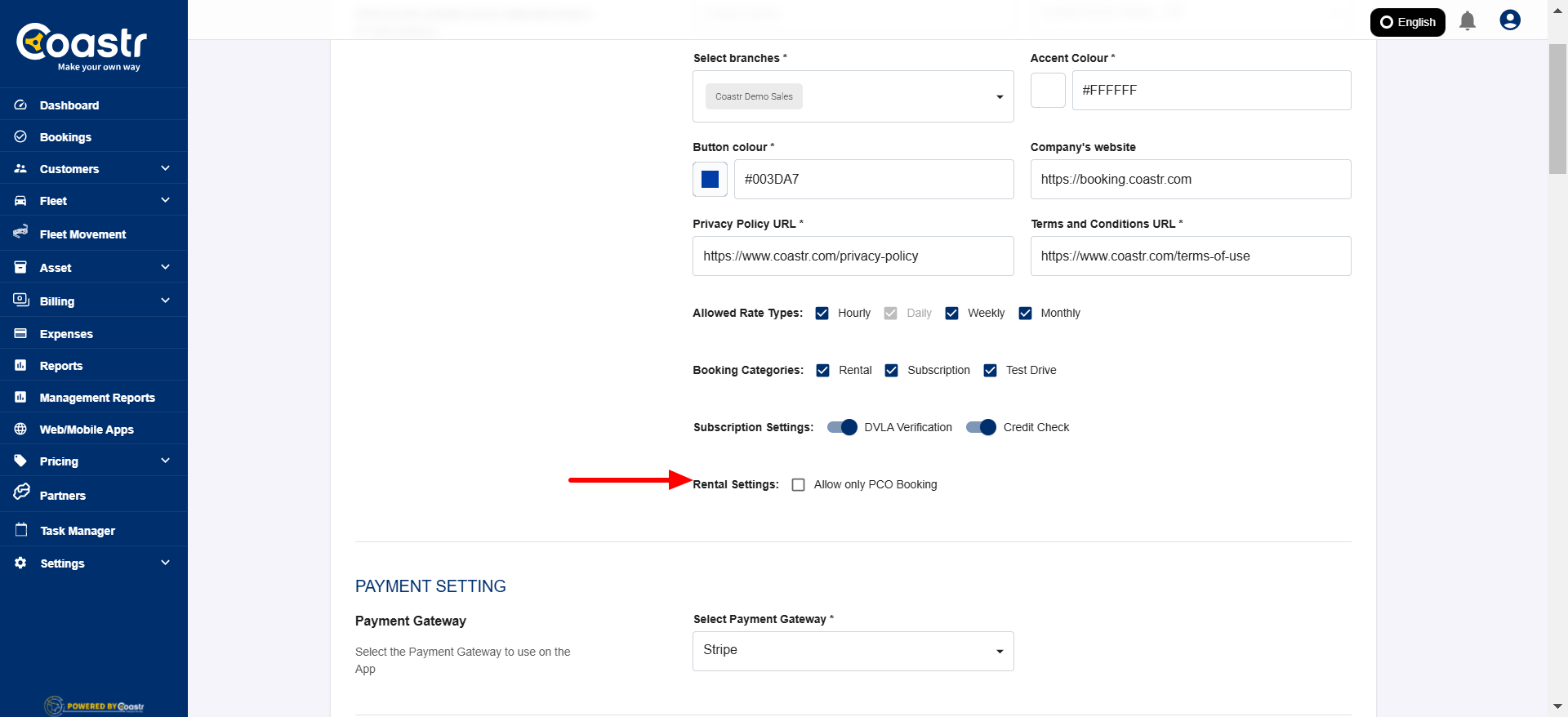How to enable only PCO Vehicles available for booking?